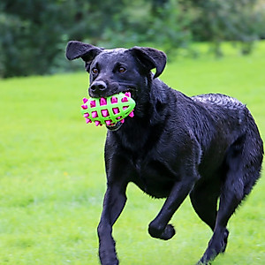 Ancol Atomic Rugby Ball. Floating Toy for Dogs. Irregular Bounce, Yellow and Blue