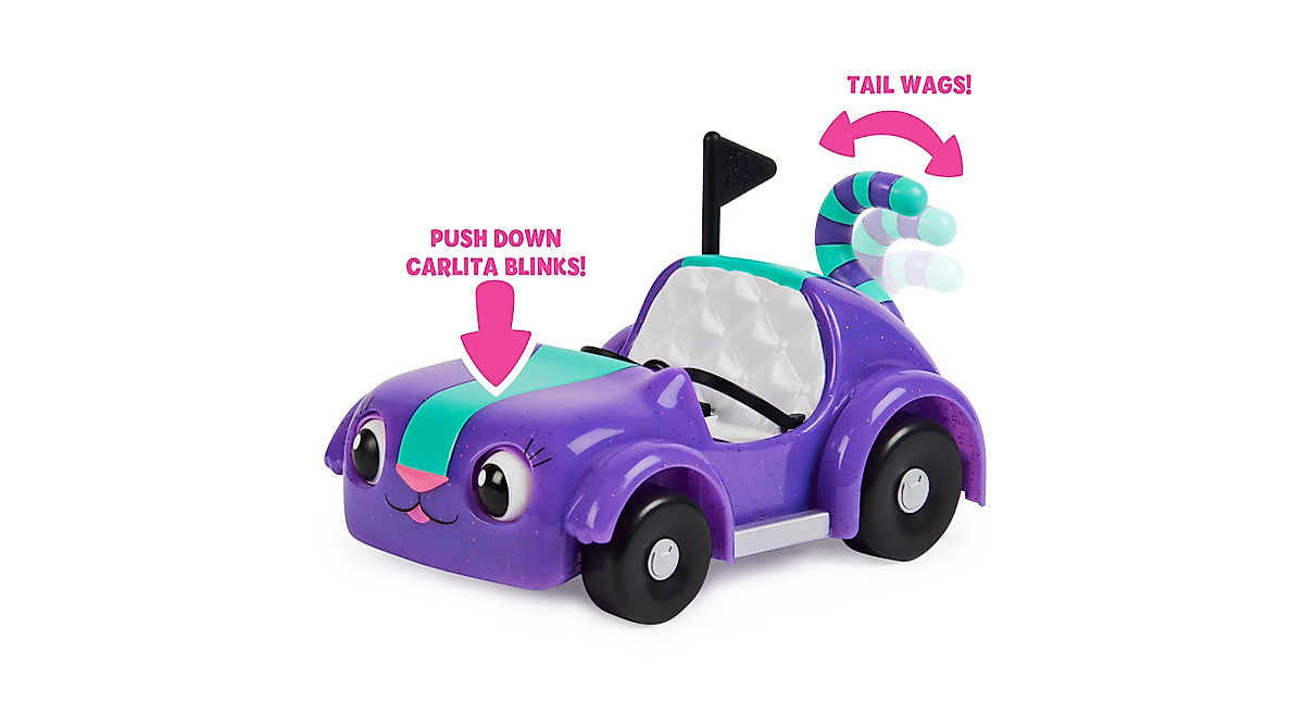 Gabby's Dollhouse Carlita Toy Car & Pandy Paws Set - Kids Playset for ...