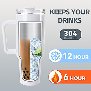 D·S 4 Pack 40 oz Sublimation Tumbler with Handle Insulated Large Sublimation Tumblers Bulk with Lids and Straws Stainless Steel Coffee Mugs for DIY Craft Heat Press Print
