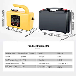 1700W High Temperature Pressurized Steam Cleaner Multi-Purpose Hand-held Portable Steam Cleaning Machine Powerful Steam Tool for Most Floors/Counters//Windows/Autos(110V, Yellow)