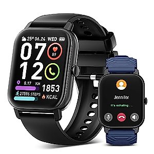 Smart Watch Answer/Make Calls, 1.85” HD Fitness Tracker Watch Heart Rate Sleep Monitor, Activity Tracker Smartwatch Pedometer, 112 Sports Modes, IP68 Waterproof Smart Watches for Men Women Android IOS