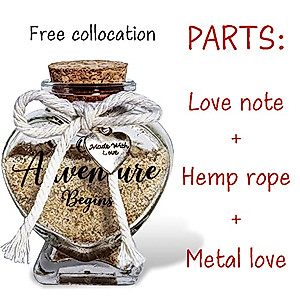 CATABUBU Honeymoon Sand Keepsake Jar 2023, Bridal Shower Gift, Wedding Gift, Engagement Gift, Honeymoon Gift, Travel Gift for Couples Newlywed, Hand Lettered Our Adventure Begin Jar(Heart Shape)