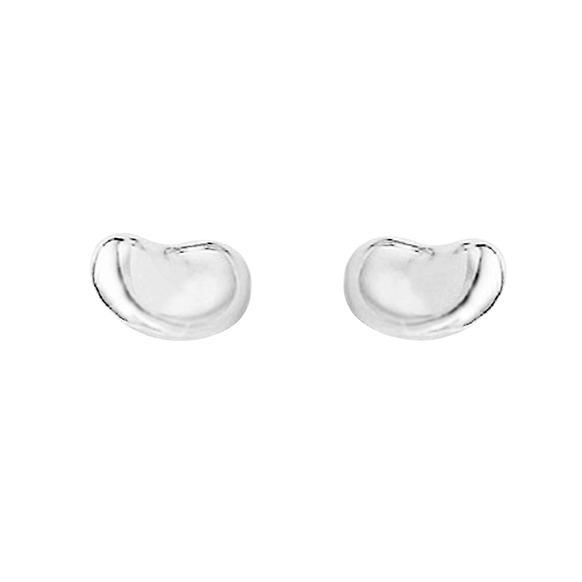 Ritastephens Sterling Silver Small Shiny Kidney Bean Stud Post Earrings