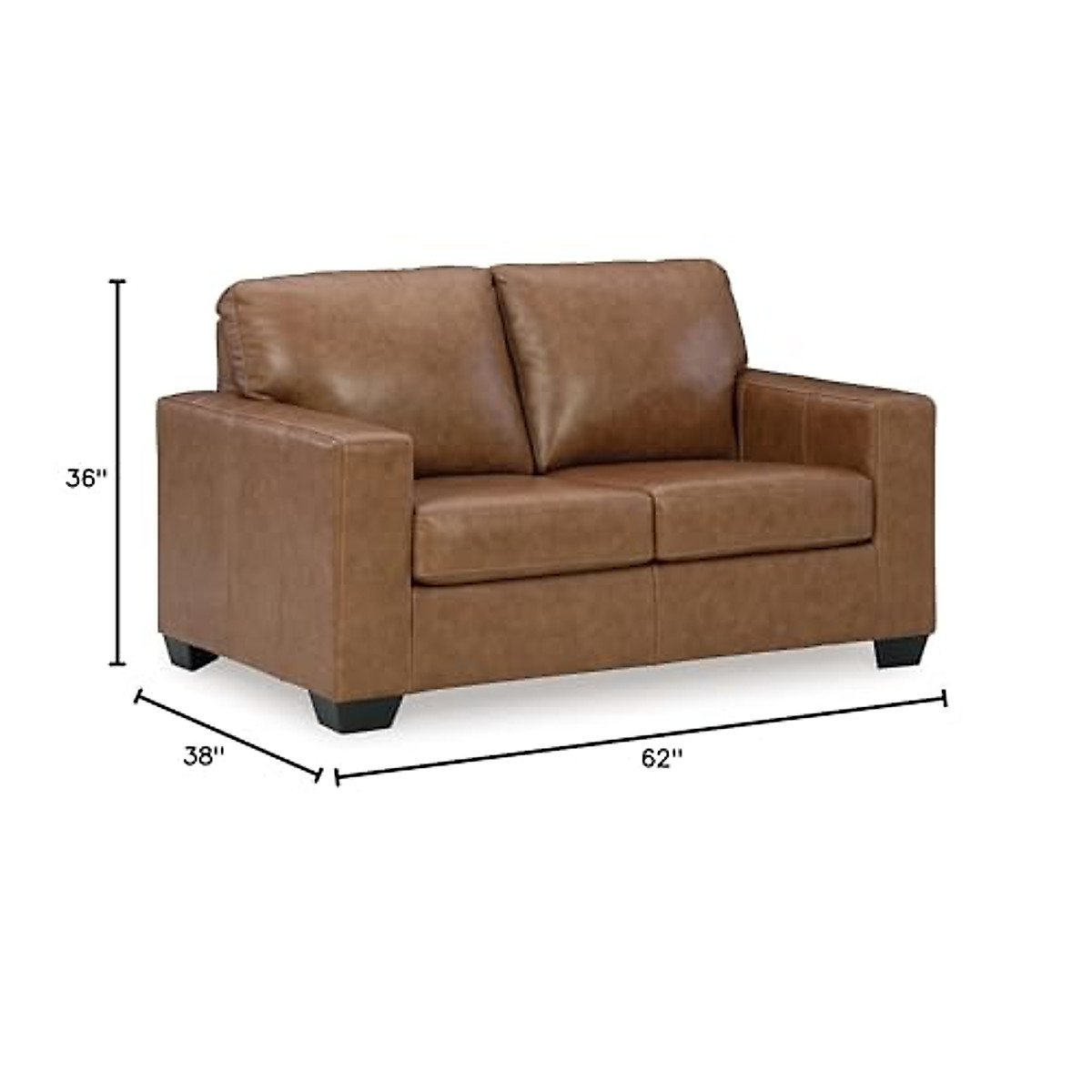 Signature Design by Ashley Bolsena Contemporary Leather Match Loveseat, Dark Brown