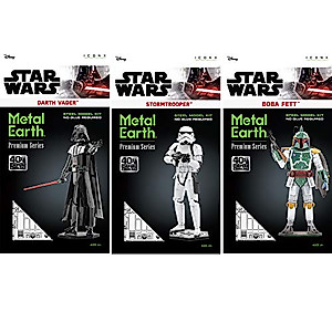 Metal Earth Fascinations Premium Series 3D Metal Model Kits Star Wars Set of 3 - Darth Vader - Stormtrooper - Boba Fett