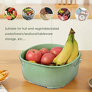 8.2 Quart Large Strainers and Colanders,3 Sets Plastic 2 in 1 Double Layered Strainers for Kitchen,BPA Free Fruits and Vegetable Washing Basket,for Pasta Salad Berry Cleaning Mixing (Green)