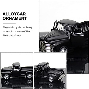NUOBESTY Die Cast Pickup Truck Model Retro Alloy Car Model Metal Truck Model Black Car Toy for Christmas Party Table Decor Kids Toy