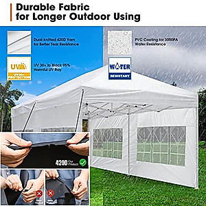Instahibit 10x20FT 95LB Heavy Duty Outdoor Pop Up Canopy Enclosed Wedding Backyard Party Event Tent White with Sidewall
