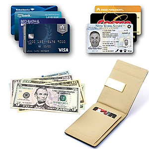 Sotania - Personalized 24K Gold Genuine Leather Money Clips Mens Wallets slim Front Pocket Card Holder Gift for Mens Groomsmen Gift (Navy_Blue)