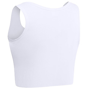 XUJI Transgender FTM Big Size Chest Binder Strapless Zip up Built-in Elastic Band Flat Slim Fit Tops (White, XXL)