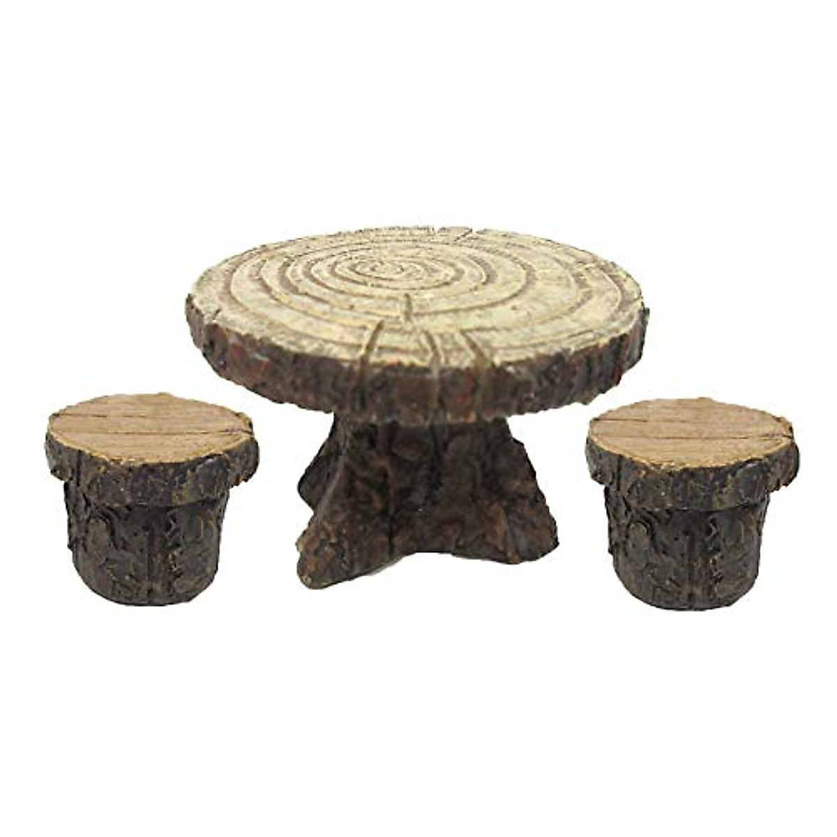Pacific Giftware Enchanted Garden Tree Stump Table and Chairs Set Mini Fairy Garden Decorative Accessory 3pc Set