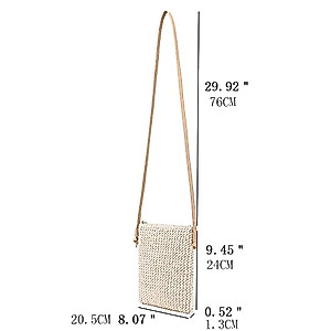 Bycobecy Straw Beach Bag for Women, Small Beach Purse Cute Straw Crossbody Bag, Summer Clutch Purse Straw Shoulder Bag Vacation Straw Handbag (Beige)