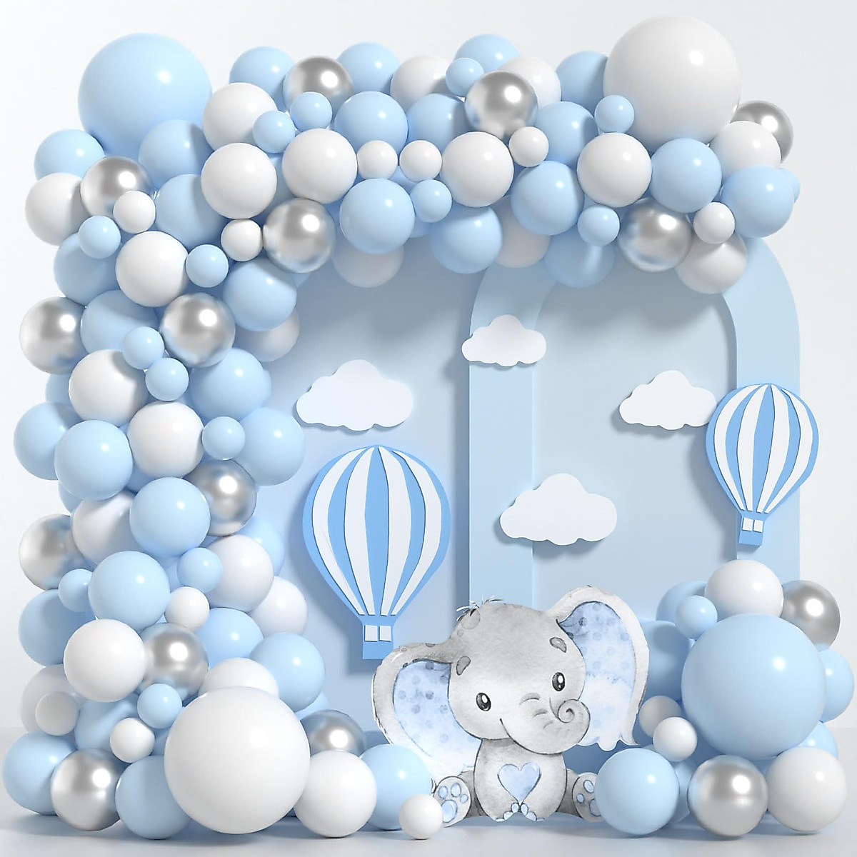 Baby Blue And White Balloons Arch Kit Blue Balloon Garland Kit Blue White Silver Balloons For Birthday Bridal Shower Wedding Winter Baby Shower Decorations For Boys winter wonderland party decorations