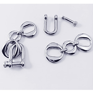 DEWGEM Hoops Dangling Plugs Link Dangle Ear Gauges for Ear Tunnels Stainless Steel Dangling Plugs and Tunnels Ear Stretching Kits Dangle Gauges Ear Plugs for Women Size 6G(Silver & Links)