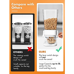 Conworld Cereal Dispenser, Cereal Containers Storage, Big Cereal Dispenser Countertop - Not Easy to Crush Food, Cereal Container For Pantry Organization And Storage (White, 2Pcs