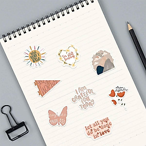 Vintage Inspirational Stickers 50Pcs, Boho Motivational Aesthetic Stickers for Women Adults Kids Teen Teachers, Retro Vinyl Waterproof Positive Decals for Laptop Water Bottles Phone Scrapbook Journal