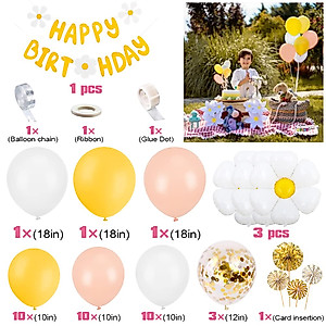 Daisy Party Decorations, Luau Party Supplies with Happy Birthday Flower Banner White and Yellow Daisy Balloons Garland Arch Kit for Girls Birthday Beach Theme Baby Shower Bridal Shower (Daisy)