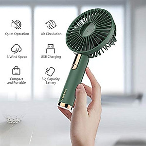 LaHuko Mini Handheld Fan, USB Desk Fan, Small Personal Portable Table Fan with USB Rechargeable Battery Operated Cooling Folding Electric Fan for Travel Office Room Household(Green)