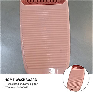 Angoily Laundry Washboard Plastic Laundry Washboard Portable Anti Skid Washing Board Old Fashioned Laundry Washer Manual Clothes Washing Tool for Home Travel Pink