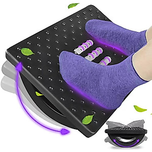 CEECOLES Foot Rest Under Desk at Work with Rocking Design, Ergonomic Foot Stool with Massage Rollers for Pain Relief, Shake Design Footrest with Massage Surface Leg Rest Pain Relief for Office Desk