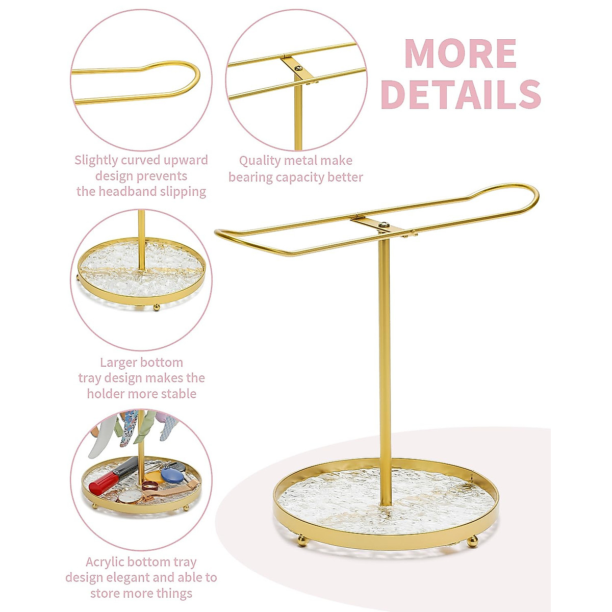 Headband Holder Organizer, Water Ripple Acrylic Headband Storage Display for Women Girl, Hair Bow Organizer Holder for Hair Accessories, Prefect for Disney Mickey Ear Bracelet Hair Clip Jewelry