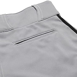 CHAMPRO Unisex-Youth Crown Open Bottom Piped Baseball Pants, Grey/Black, Medium