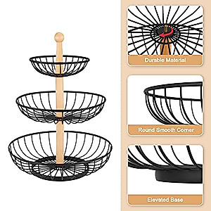 NEW POPU Fruit Basket Stand, 3 Tiered Round Fruit Bowl Vegetables Storage for Kitchen Countertop, Detachable Fruit Holder Baskets for Produce Snacks