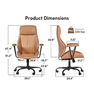 BANTI High Back Executive Office Chair with Padded Headrest, Rocking Modern Home Office Desk Chair, Height Tilt Adjustable Rolling Swivel Task Chair, Suede Fabric, Grey