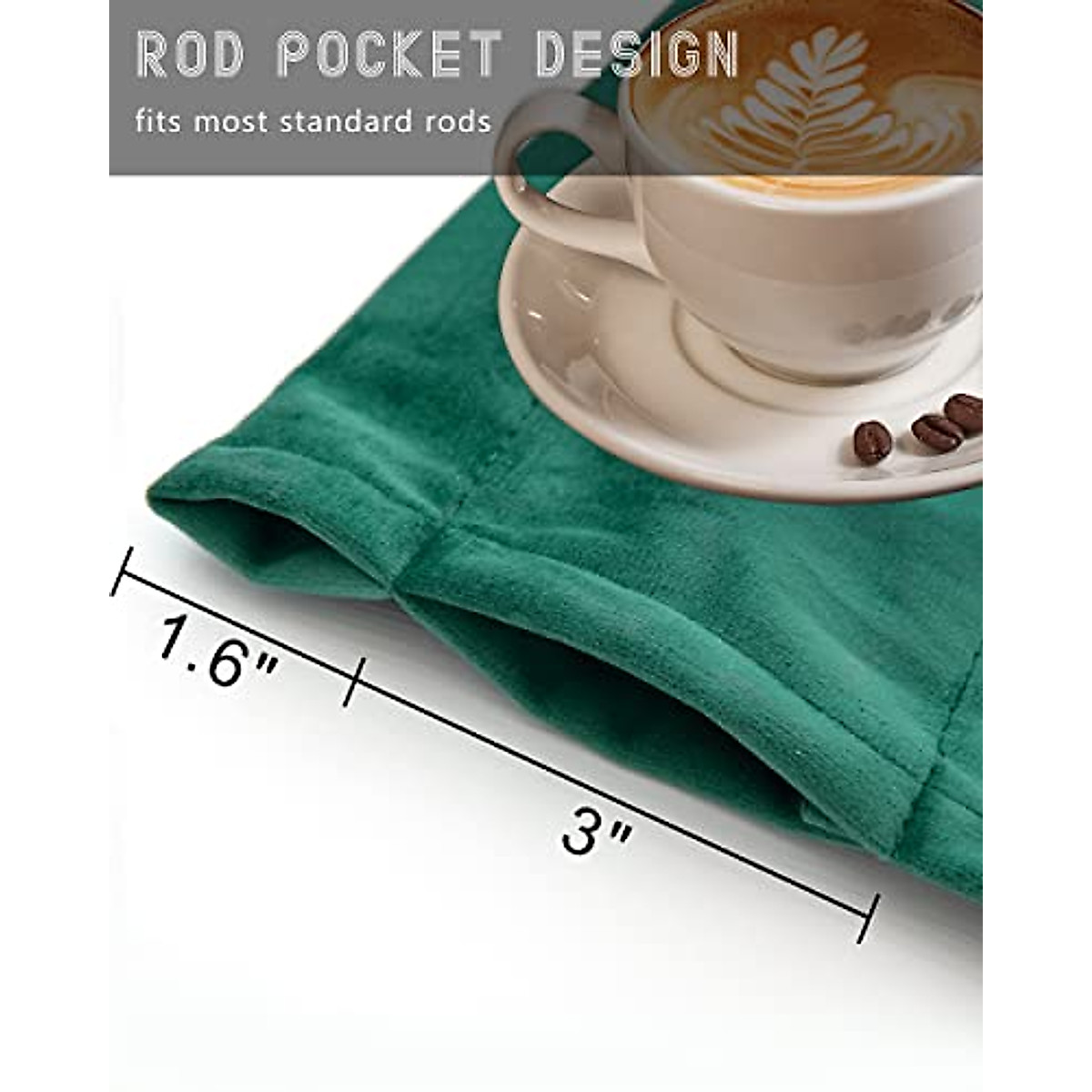 SMILETIME Emerald Green 95in Long Velvet Curtains with Rod Pocket Thermal Insulated Soft Privacy Room Darkening Velvet Drapes for Bedroom and Living Room, Set of 2 Panels, 42 x 95 Inches Long