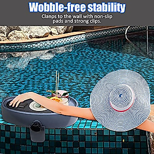 Hot Tub Table Tray, Adjustable Hot Tub Drink Holder, Nonslip Drink Caddy with 2 Cup Holders, Upgraded Hot Tub Side Table, Heavy-Duty Serving Tray for Aboveground Bathtub Spa Outdoor Patio