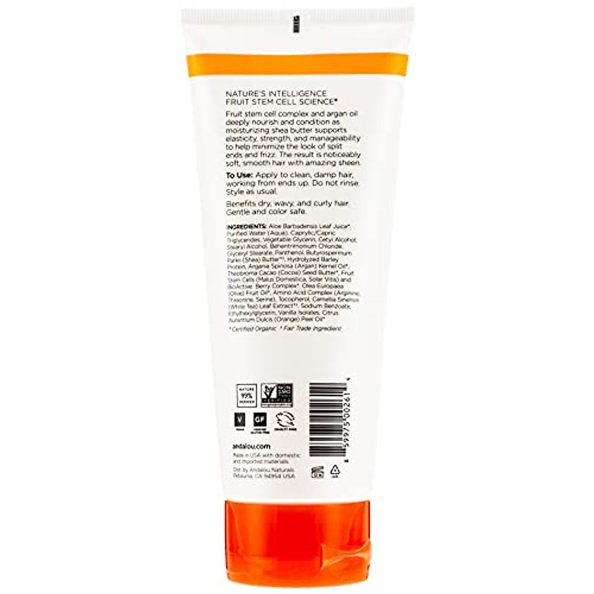 Andalou Naturals Argan Oil Plus LeaveIn Conditioner Fluid, Vanilla, 6.8 Fl Oz