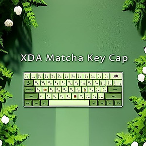 JOMGBB Matcha Japanese Keycaps,PBT Keycaps,125 Key Custom Keycap,XDA Profile,Dye Sublimation,Compatible with Gateron,Kailh,Cherry MX Switches（Only keycaps） (Green)