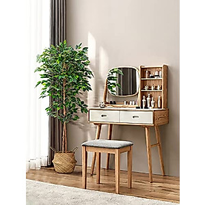 Aphighjoy Faux Plants Artificial Ficus Trees Eucalyptus Trees with Silk Leaves Fake Moss and Sturdy Nursery Pot, Fake Plants for Office Home Decor (5Ft - 1Pack, Upgraded Ficus Tree)