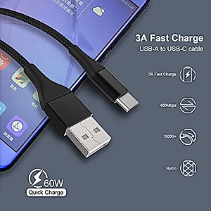 Amaitree USB C Cable, 60W 5Pack(1+4+4+6.6+6.6Ft) 3A Fast Charging Quick Charger Cable, USB Type C 2.0 Cable, Compatible Samsung Galaxy S10/S9/S8 Plus/Note 10/9/8,LG V50/V40/G8/G7 - Black