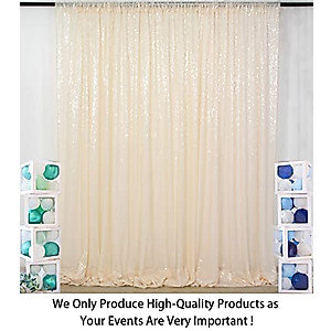 ShiDianYi 4FTX6FT-Ivory-SEQUIN Photo Backdrop, Beige Wedding Photo Booth, Photography Background Ivory Sequin Backdrop Curtain Glitter Backdrop for Parties