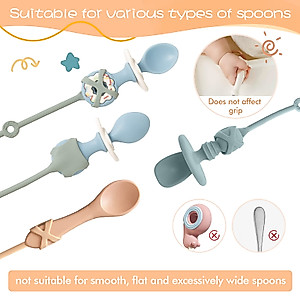 Baby Spoons Self Feeding 6 Month,SMAutoLife Toddler Utensils Holder Strap Food Grade Silicone Keep Fork and Spoon Off The Floor Great for Kids,Hook On High Chair(Orange)