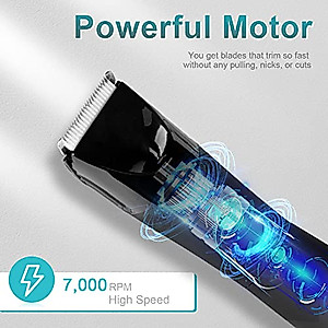 Groin Hair Trimmer for Men, 2 in 1 Body Hair Trimmer with LED Light Cordless Electric Razor for Balls- IPX7 Waterproof Wet/Dry Use No Pulls, No Cuts Body Grommer