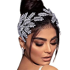 TRiXY Bridal Headwear Rhinestone Ladies Headband Crystal Headwear Wedding Silver Bridal Hair Accessories Bridal Tiaras Pageant Hair Jewelry Party Headpieces for Women Girls