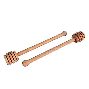 HealthGoodsIn - Set of 2 Wooden Honey Dipper for Easy Honey Dispensing