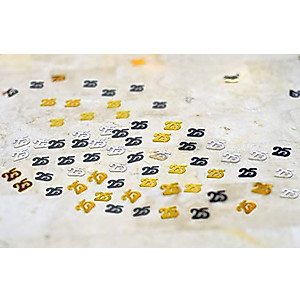 25th Birthday Party Decorations and Anniversary Pack - Cheers to 25 Years Banner, Balloons, Swirls and Confetti Party Supplies