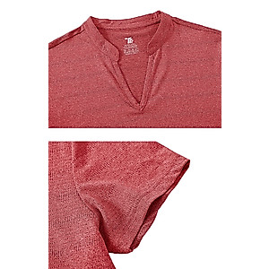 YSENTO Women's Dry Fit Golf Polo Shirts Short Sleeve V Neck Collarless Athletic Activewear Shirts Shirts Red S