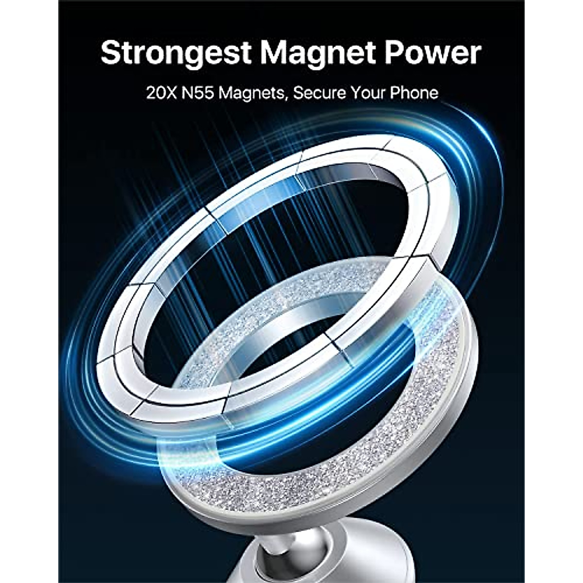 andobil Bling Magnetic Phone Grip & Magnetic Car Mount Compatible with MagSafe iPhone 14 Pro Max 13 12 and All