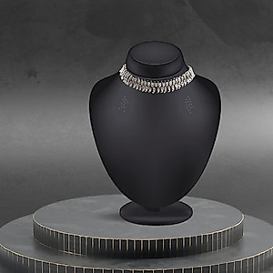 athizay Necklace oxidised silver choker for women fashion traditional Indian jewelry tribal inspired antique silver Choker Metal jewellery (Tooth Bead with Drawstring)