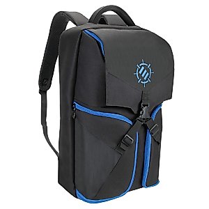 ENHANCE PS5 Backpack and Storage Case - Compatible with PS5 , PS4 Pro & PS4 - Gear Arsenal Storage Compartments , Gaming Console Backpack for Controllers , Headsets , Games & Accessories - Blue