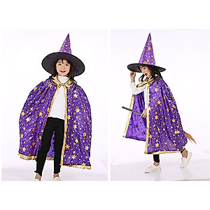 Azude Purple Witch Hats Halloween Costumes for kids girls women Fancy dress Party Decorations