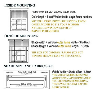 Blackout Cordless Window Roller Shades, Stone Custom Easy to Control Window Blinds with Spring Lifting System for Home, Windows, Doors, French Door