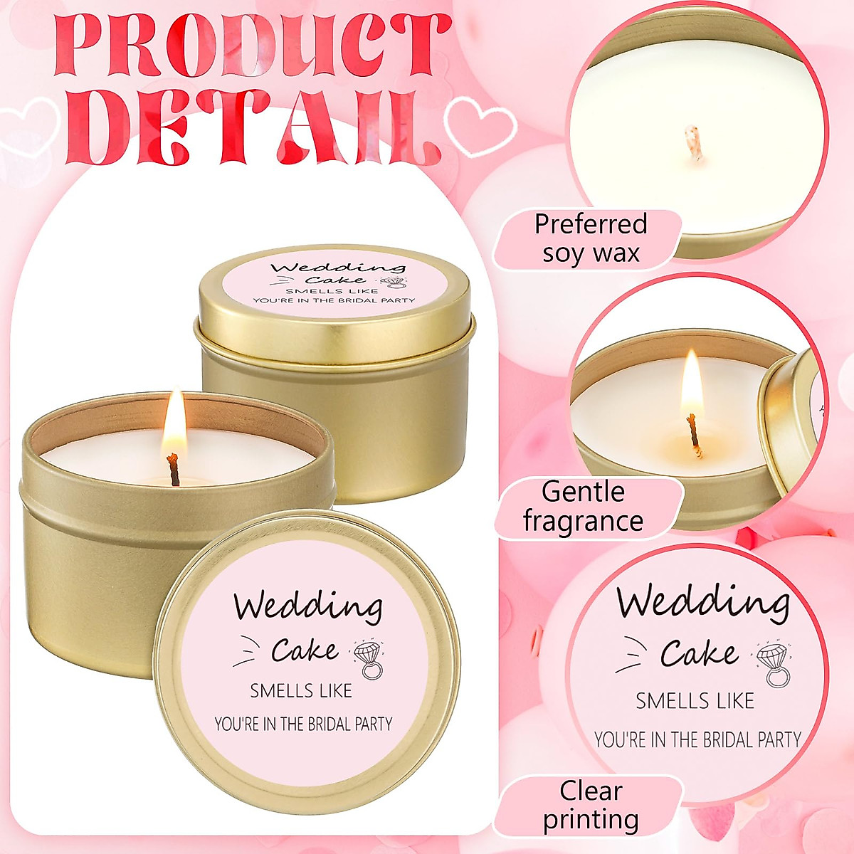 Conelist 8 Pcs Bridesmaid Proposal Gifts Smells Like You're in The Bridal Party Candles Bridesmaid Gifts Natural Soy Wax Candles for Bridesmaid Best Friends Wedding Gifts (Pink,Classic)