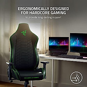 Razer Iskur X Ergonomic Gaming Chair: Ergonomically Designed for Hardcore Gaming - Multi-Layered Synthetic Leather - High-Density Foam Cushions - 2D Armrests - Steel-Reinforced Body - Black/Green