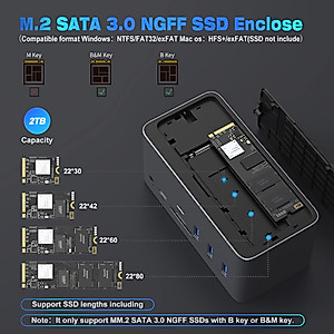 USB C Docking Station,18 in 1 Quadruple Display Docking Station with 4K HDMI+SSD Enclosure+DP Display+Ethernet+USB+SD for MacBook Pro/Air, Surface Pro 7, Dell XPS 13, More Thunderbolt 3 Laptops