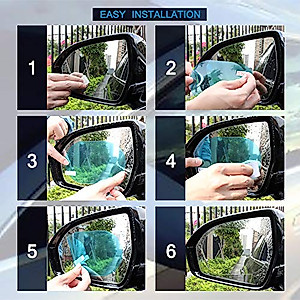 AutoEC 10PCS Car Rearview Mirror Film Waterproof Rainproof High-Definition Transparent Nano-Coated Membrane Protective Sticker, Rain Proof Film for Car Window, Rearview Film for Safe Driving